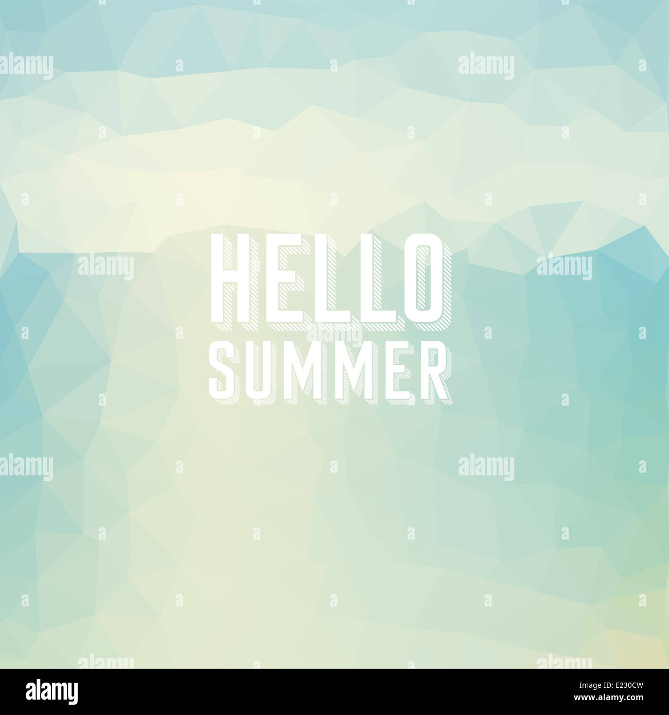 Hello summer. Poster on tropical beach background. Raster version Stock ...