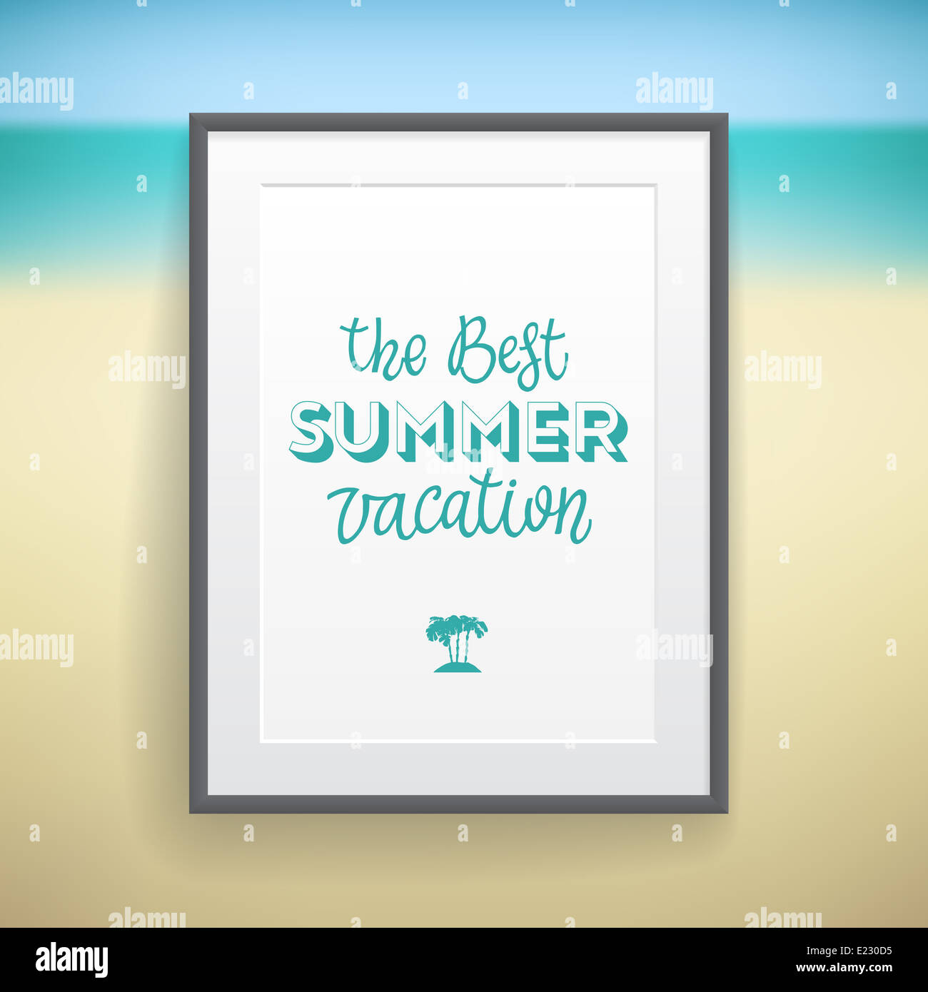 Summer holiday poster design on tropical beach background. Raster ...