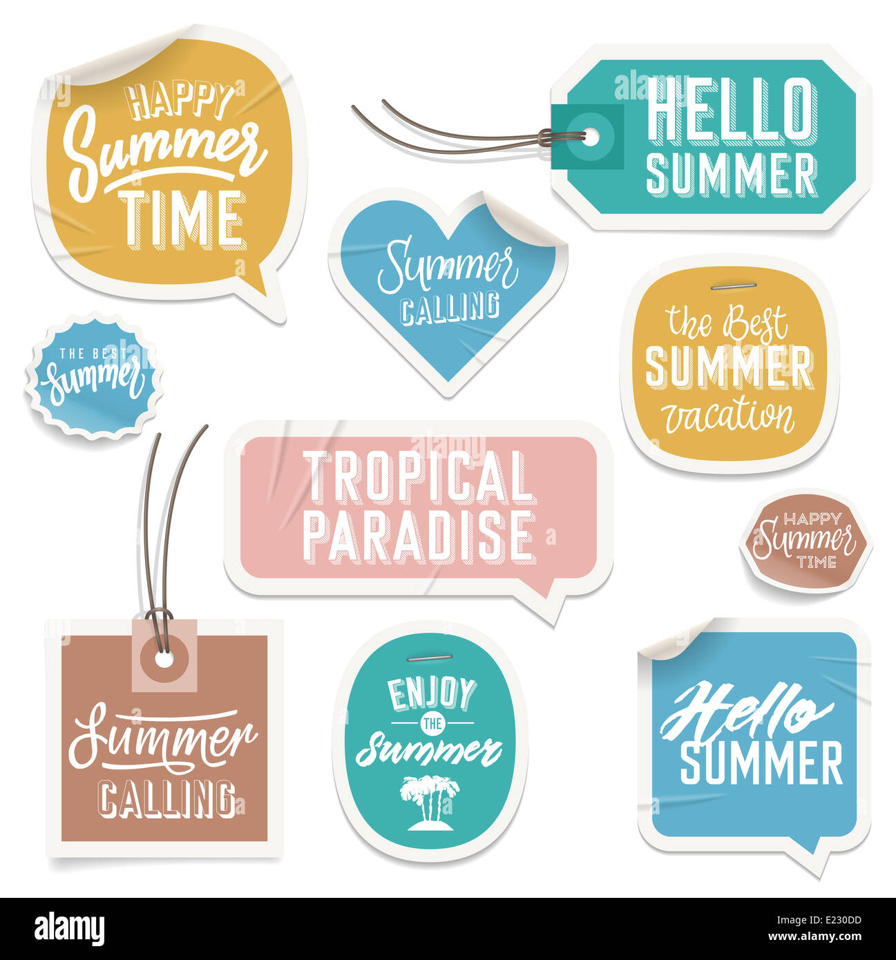 Summer holiday vacation stickers and labels design. Raster version ...