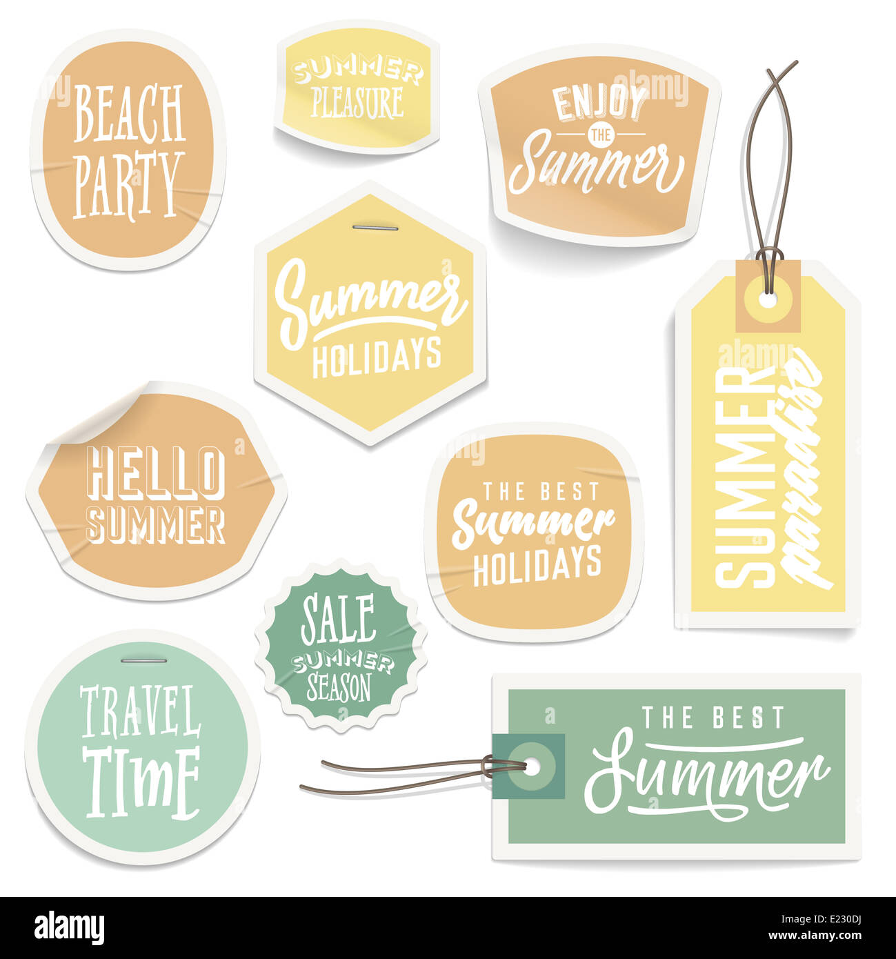 Summer holiday vacation stickers and labels design. Raster version ...