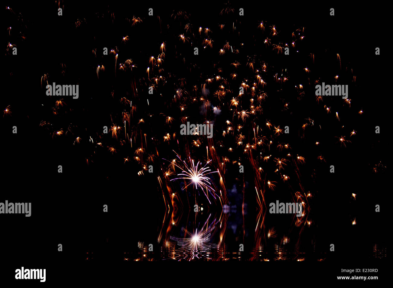Many holidays come to an end with colourful fireworks Stock Photo - Alamy