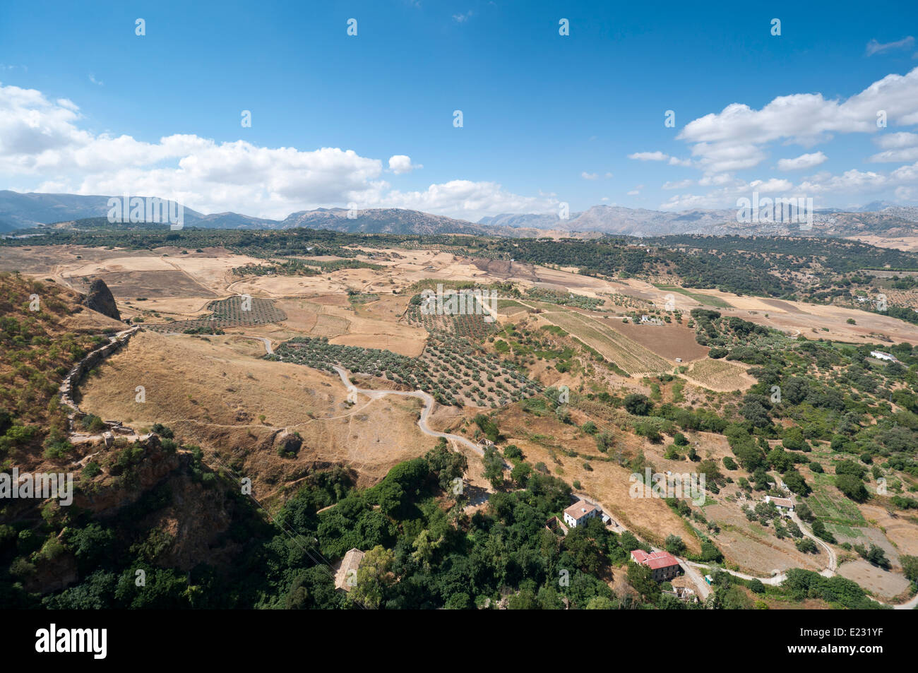 Views of Andalusian countryside from Ronda town, Malaga, Spain Stock ...
