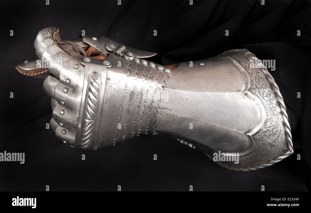 Hand protection medieval knight. Element protective armor Stock Photo ...