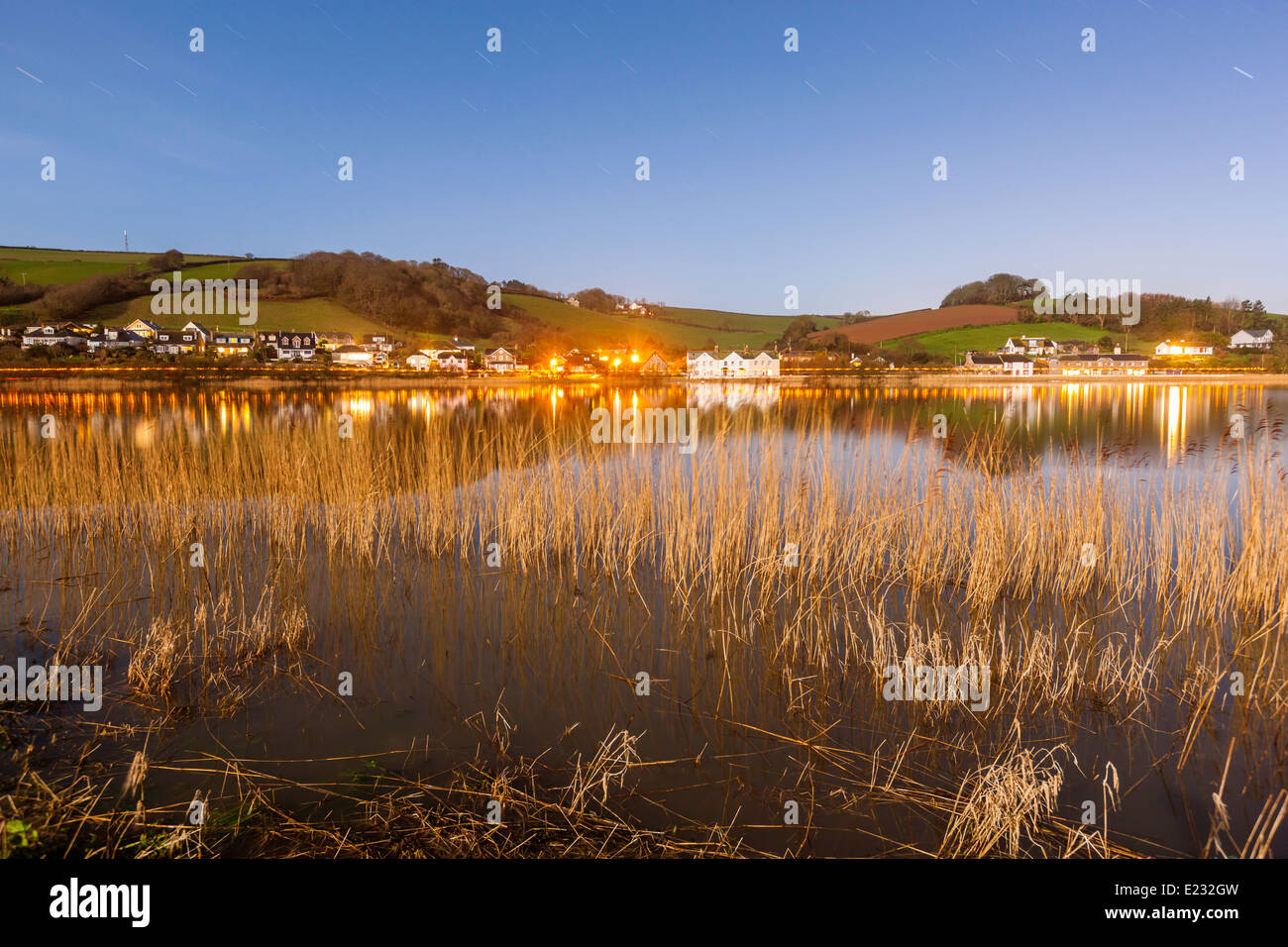 Night view Lake of Slapton Ley, Torcross, Devon, England, United ...