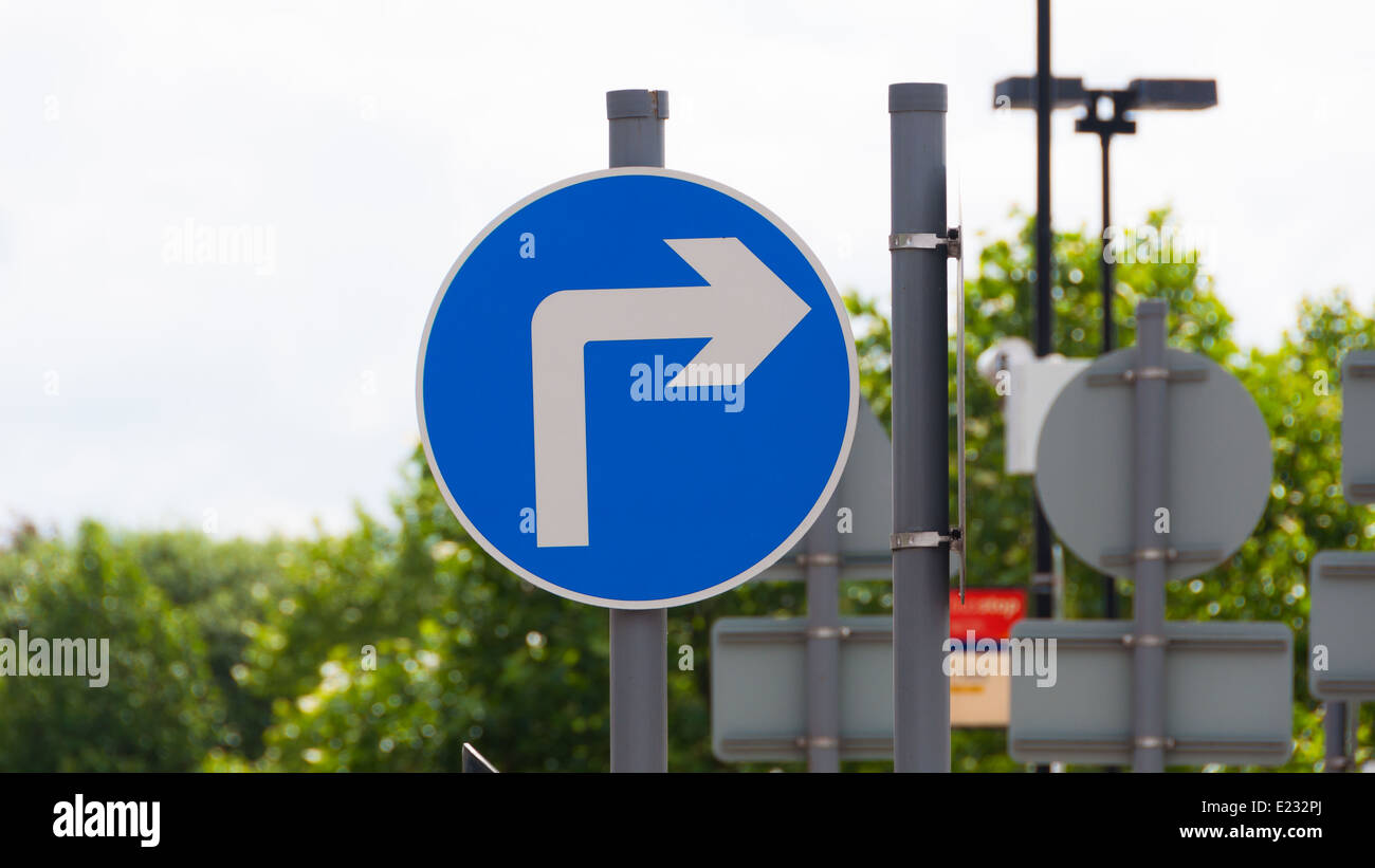 Traffic sign for right turn Stock Photo - Alamy
