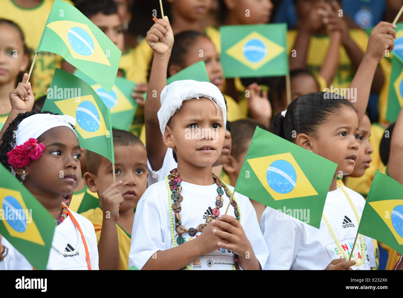 Santo Andre, Brazil. 11th June, 2014. School children wait for the ...