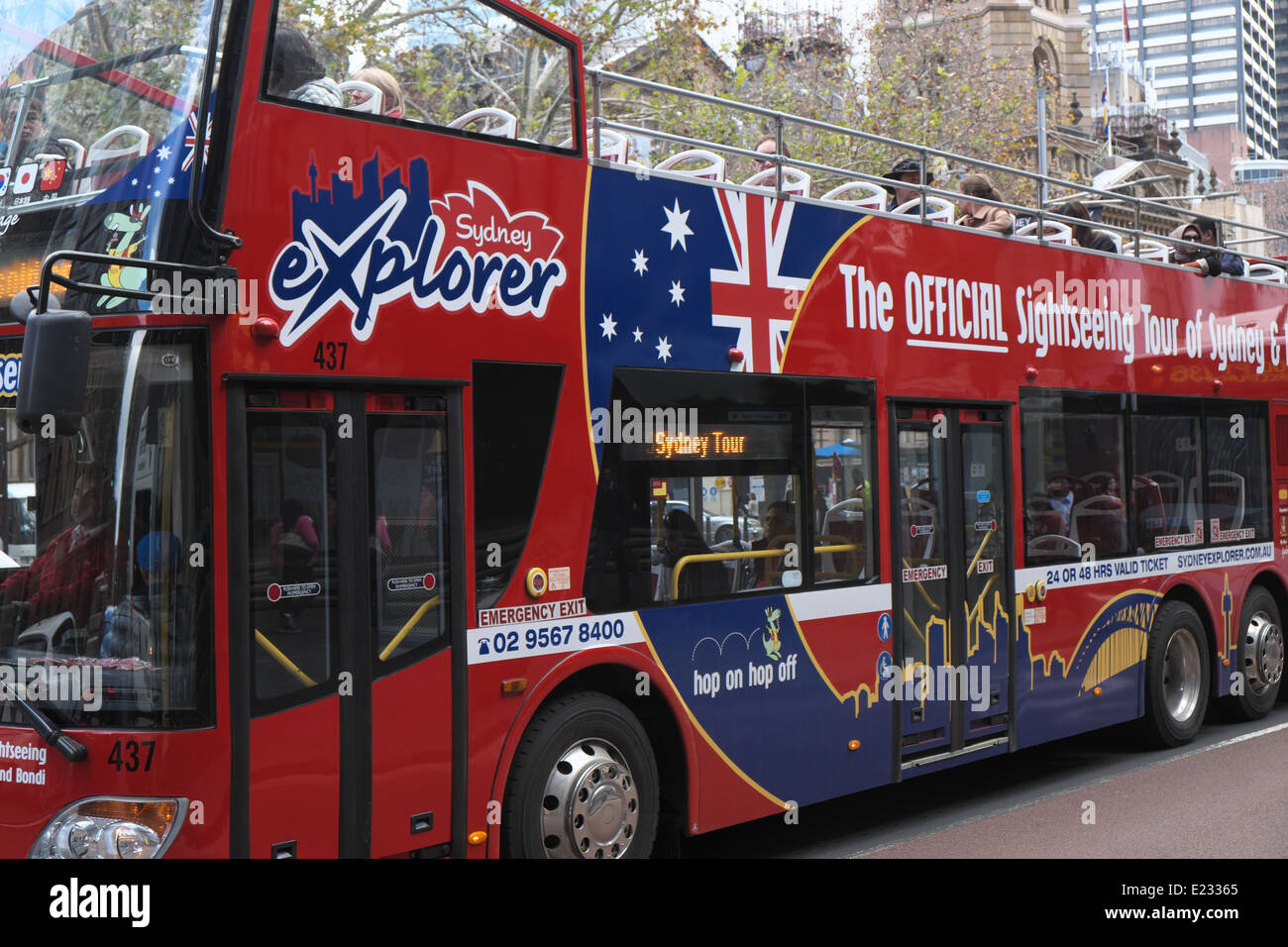 sydney sightseeing, explorer, bus in george street, sydney city centre ...