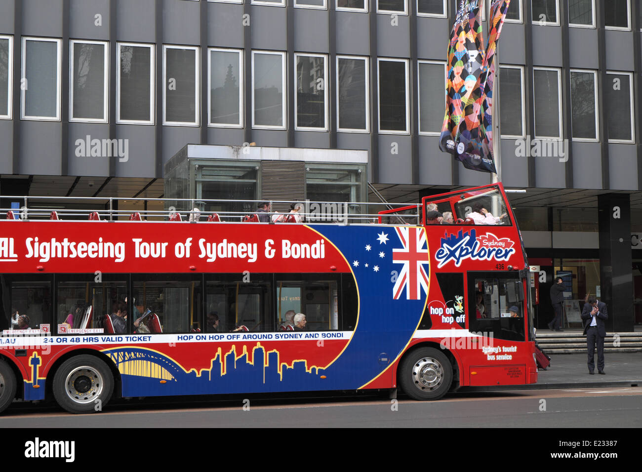 sydney sightseeing, explorer, bus in george street, sydney city centre ...