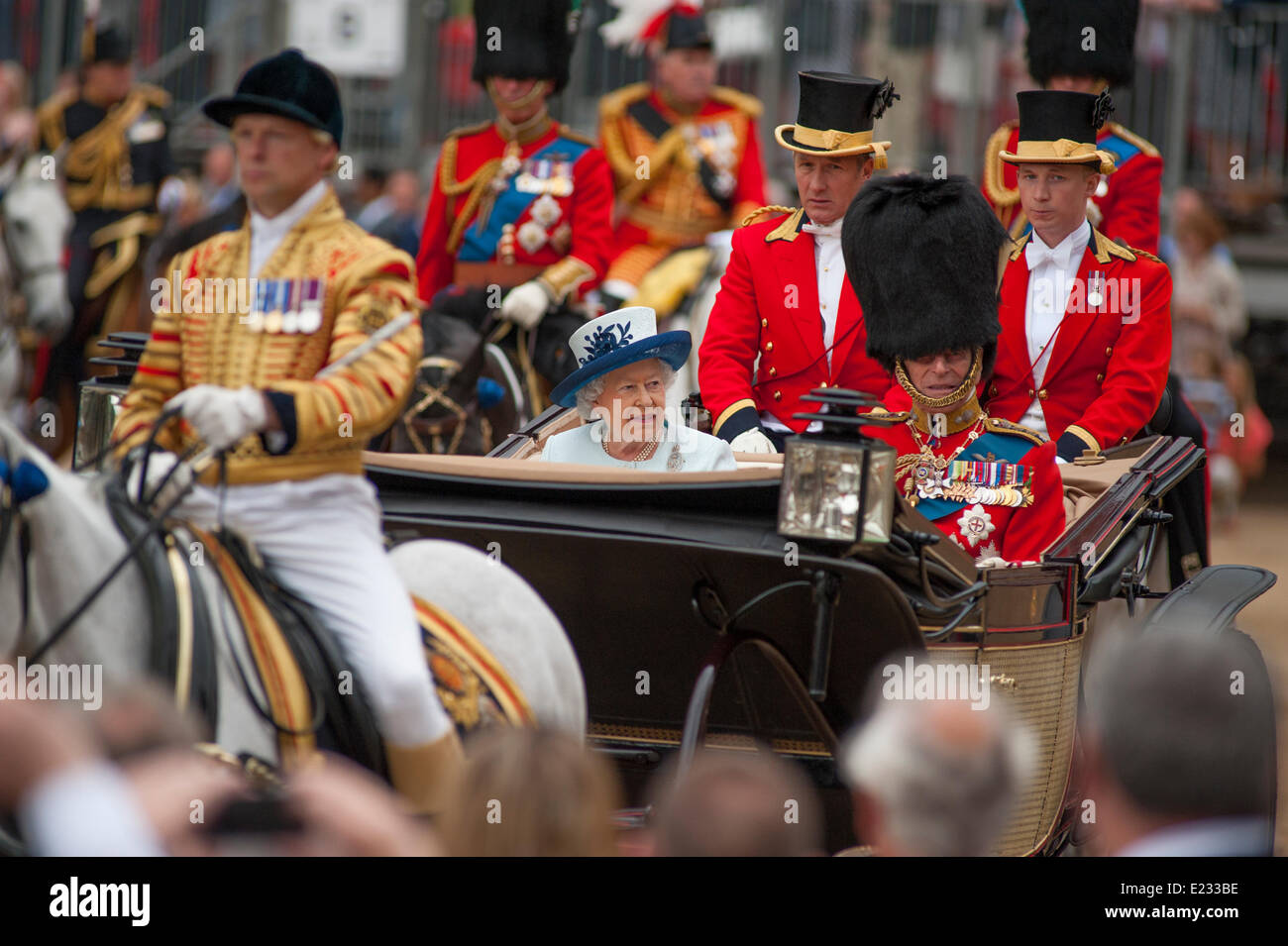 Horse Guards Parade, London UK. 14th June 2014. Her Majesty The Queen ...