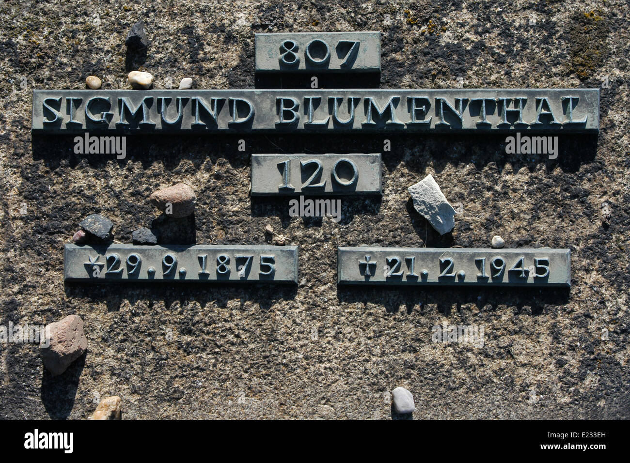 Jewish stones put on the grave of Sigmund Blumenthal at the National ...