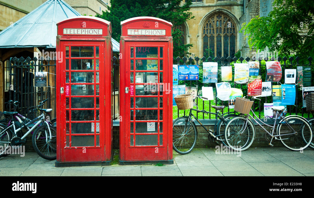 Two red British telecom telephone boxes, England, UK Stock Photo - Alamy