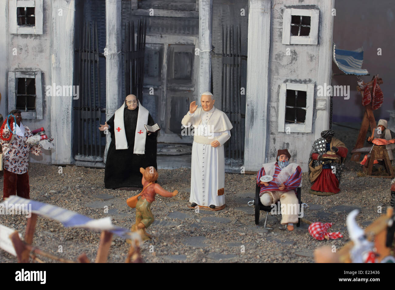 Pope Francis I Jorge Mario Bergoglio in a miniature, Trastevere crib ...