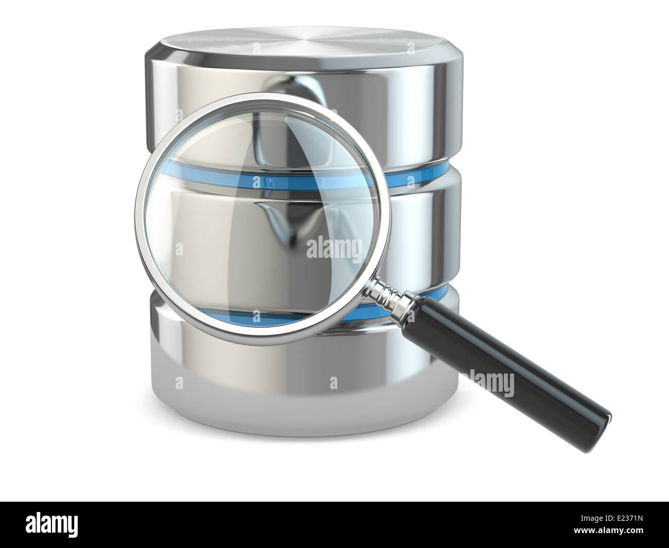 Search data. Database and loupe on white isolated background. 3d Stock ...