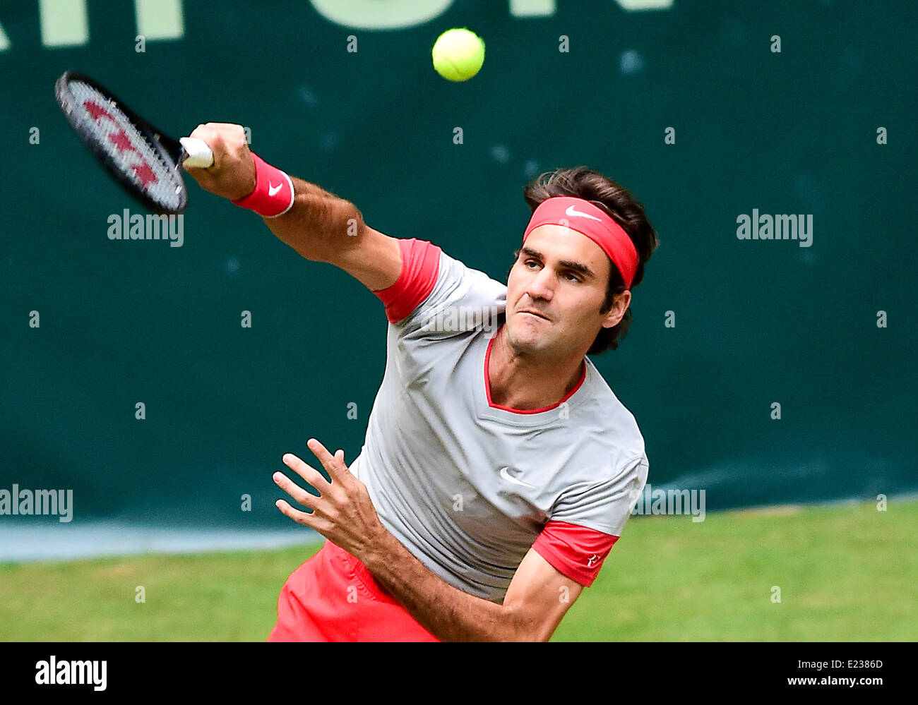 Halle, Germany. 14th June 2014. Swiss tennis player Roger Federer ...
