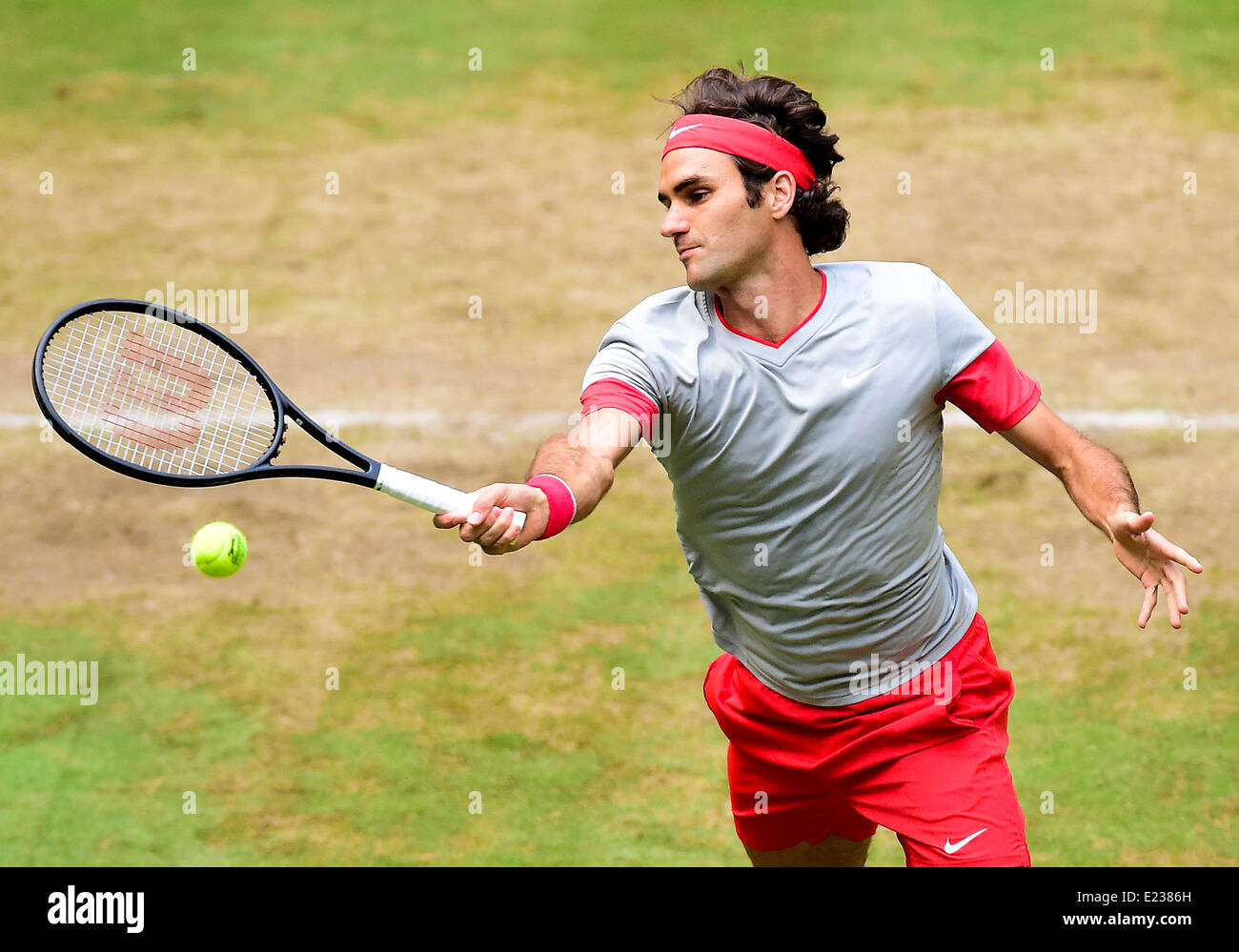 Halle, Germany. 14th June 2014. Swiss tennis player Roger Federer ...