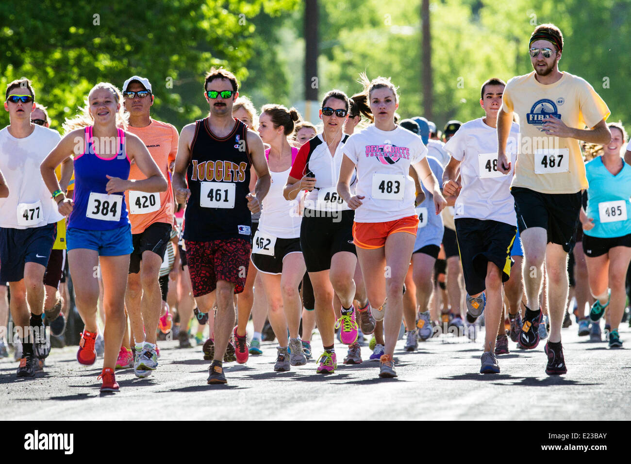 Runners race in 5K & 10K foot races, annual Fibark festival, Salida ...