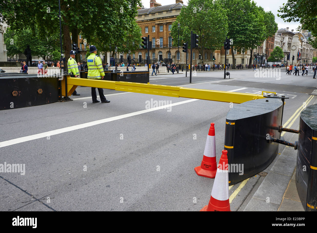 Police Road Barrier Whitehall Westminster London UK Stock Photo - Alamy