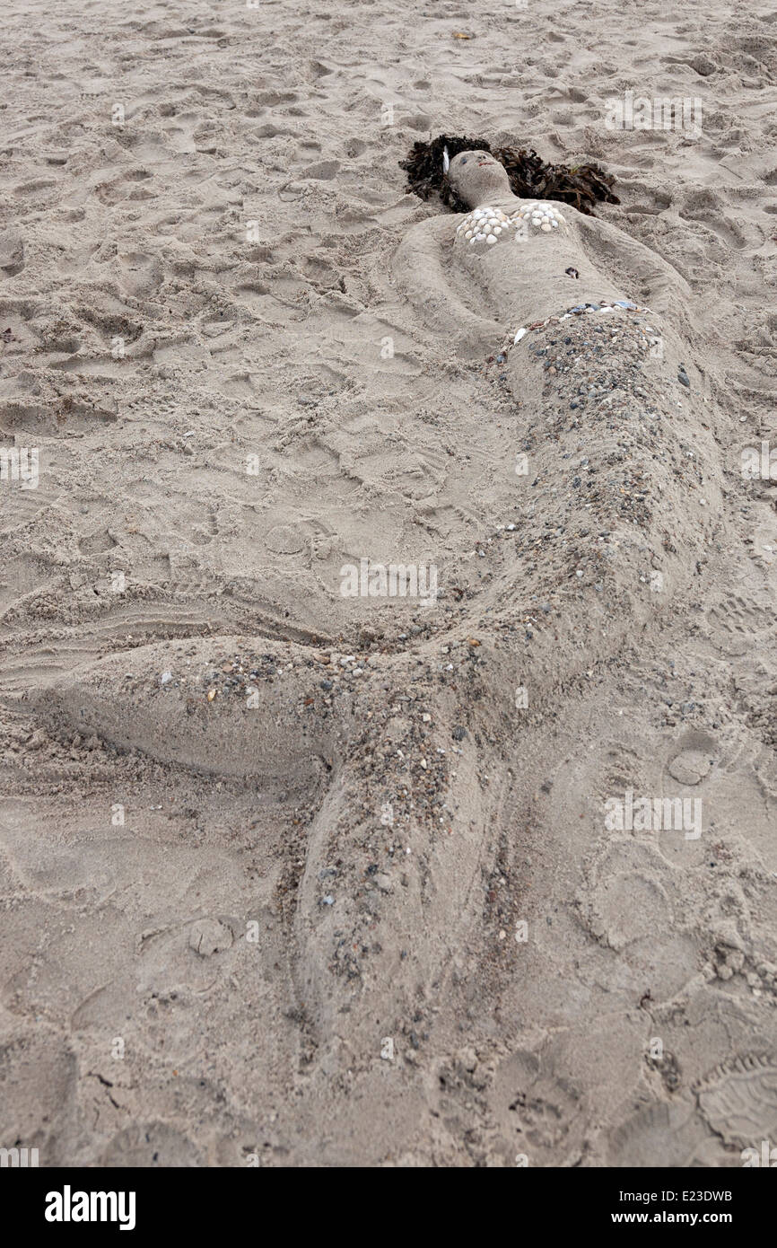 Mermaid sand sculpture on beach hi-res stock photography and images - Alamy