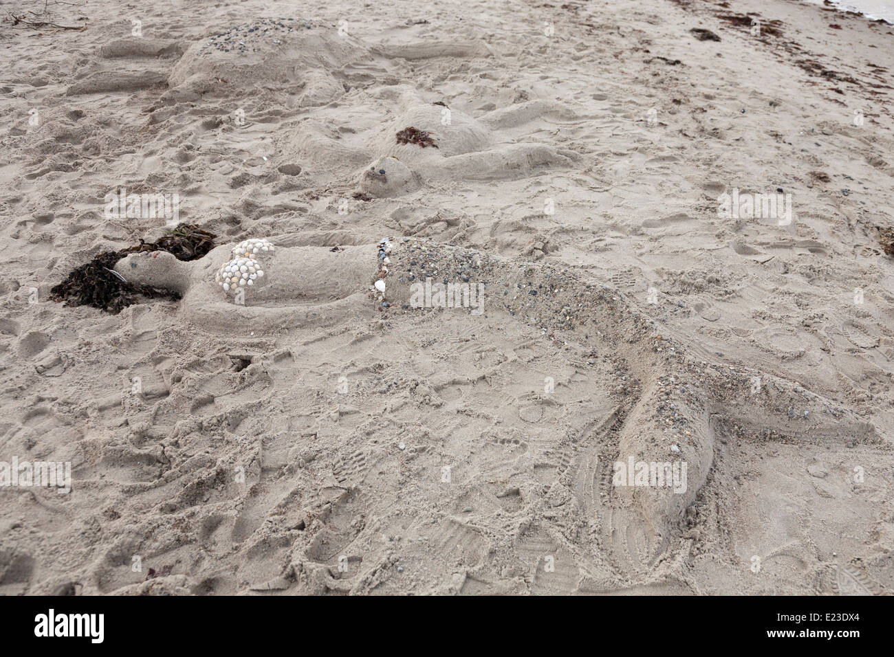 Mermaid sand sculpture on beach hi-res stock photography and images - Alamy