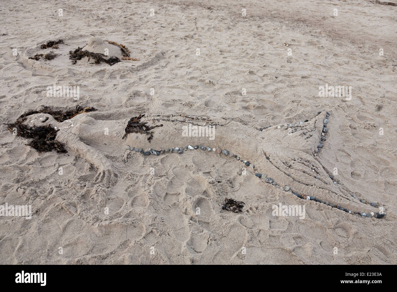 Mermaid sand sculpture on beach hi-res stock photography and images - Alamy