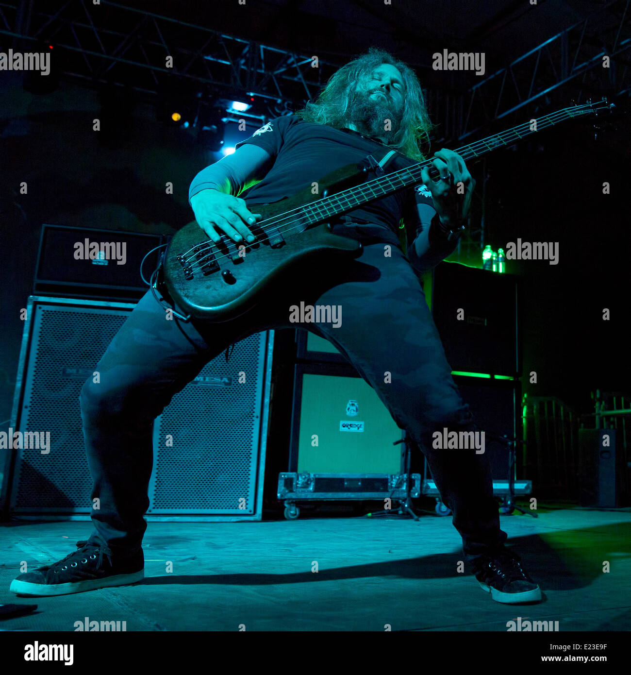 Manchester, Tennessee, USA. 13th June, 2014. Bassist TROY SANDERS of ...