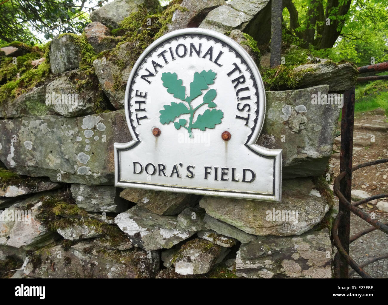 National Trust Sign for Dora's Field, Rydal Village, Lake District ...