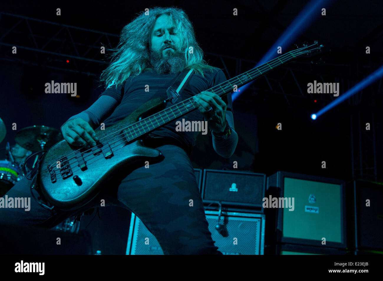 Manchester, Tennessee, USA. 13th June, 2014. Bassist TROY SANDERS of ...