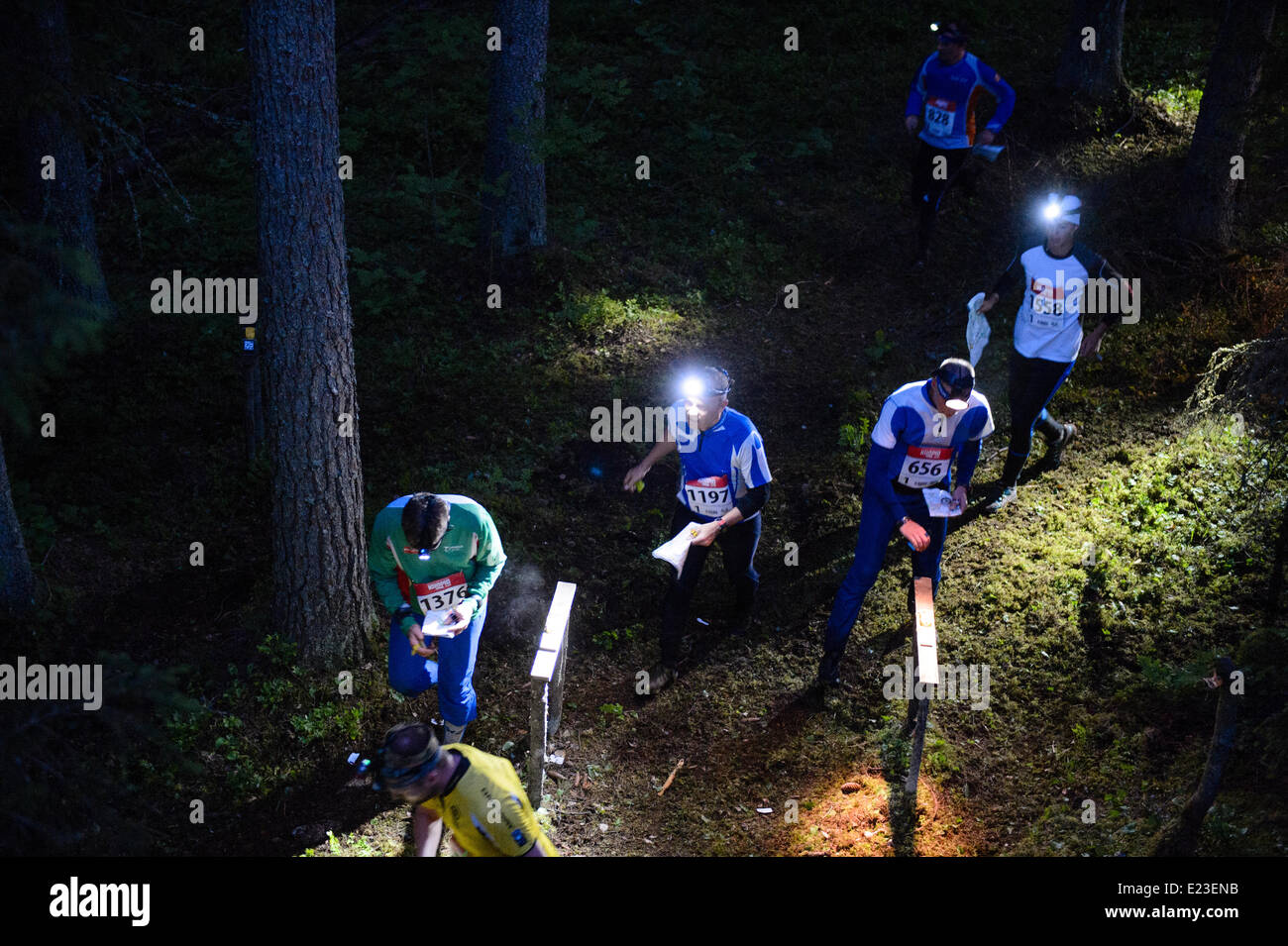 Kuopio, Finland. 14th June, 2014. Mens at 2nd leg of Jukola relay at ...