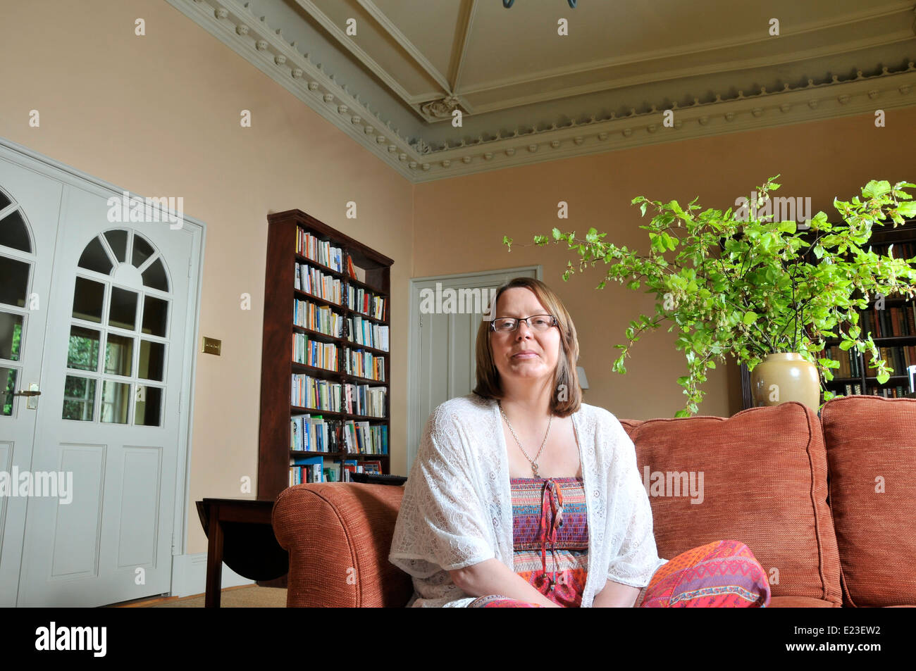 Posh English woman stately home Stock Photo - Alamy