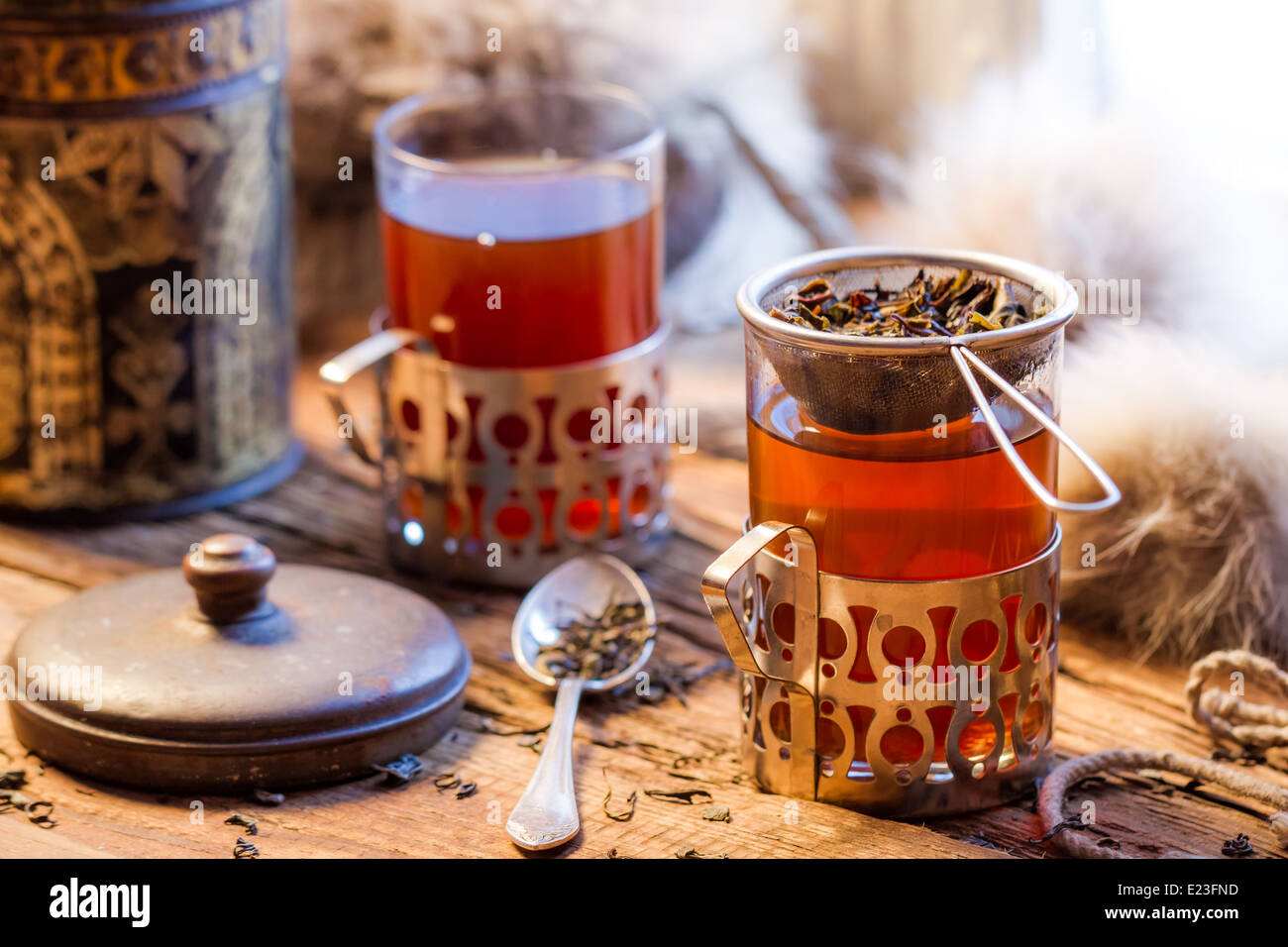 Hot tea brewed in the old style Stock Photo - Alamy