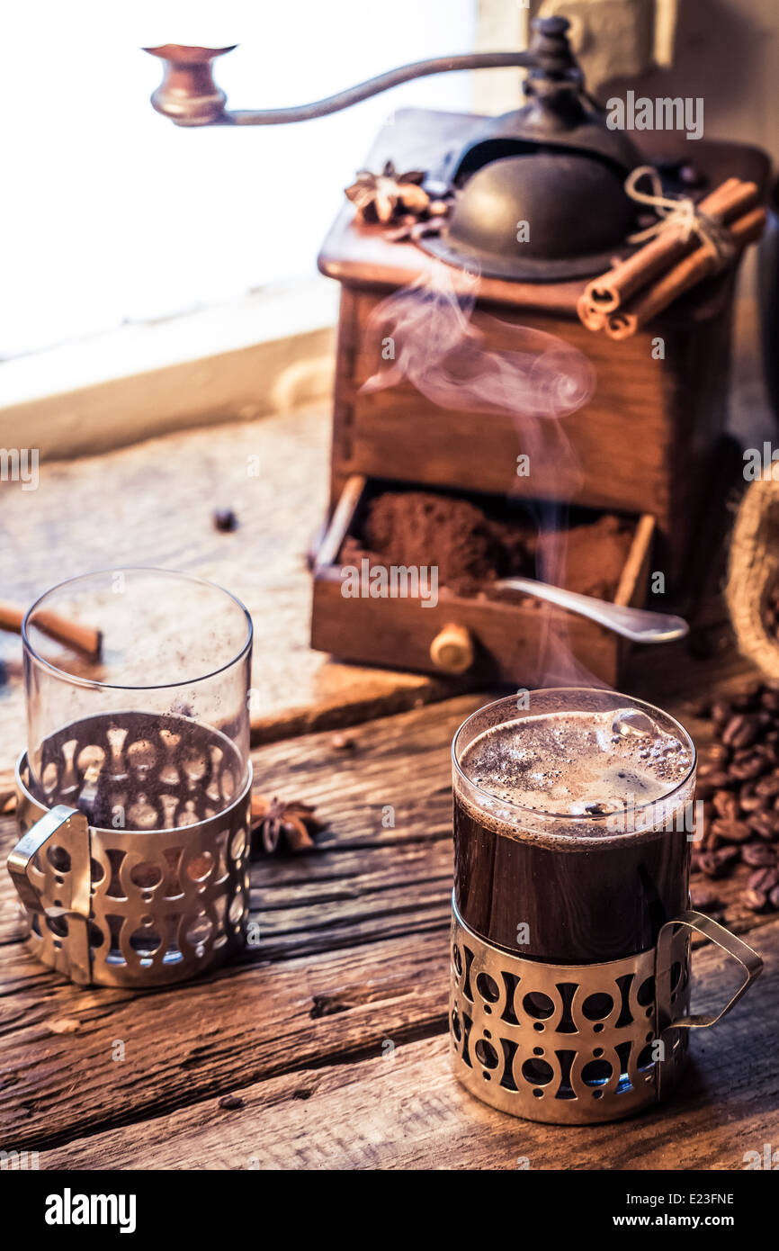 Coffee time in a cozy cottage Stock Photo - Alamy