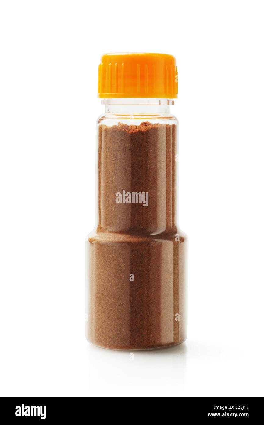 Bottle Of Curry Powder On White Background Stock Photo - Alamy