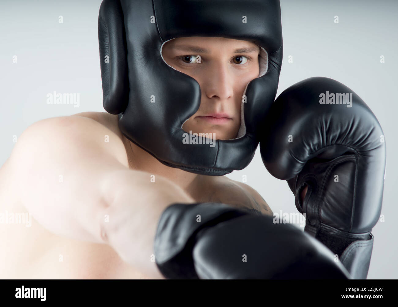 boxer with black gloves Stock Photo - Alamy