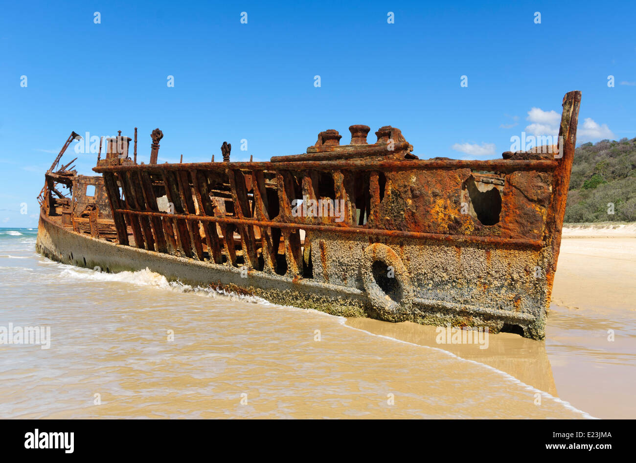 The Maheno Shipwreck which was washed ashore on Fraser Island by a ...