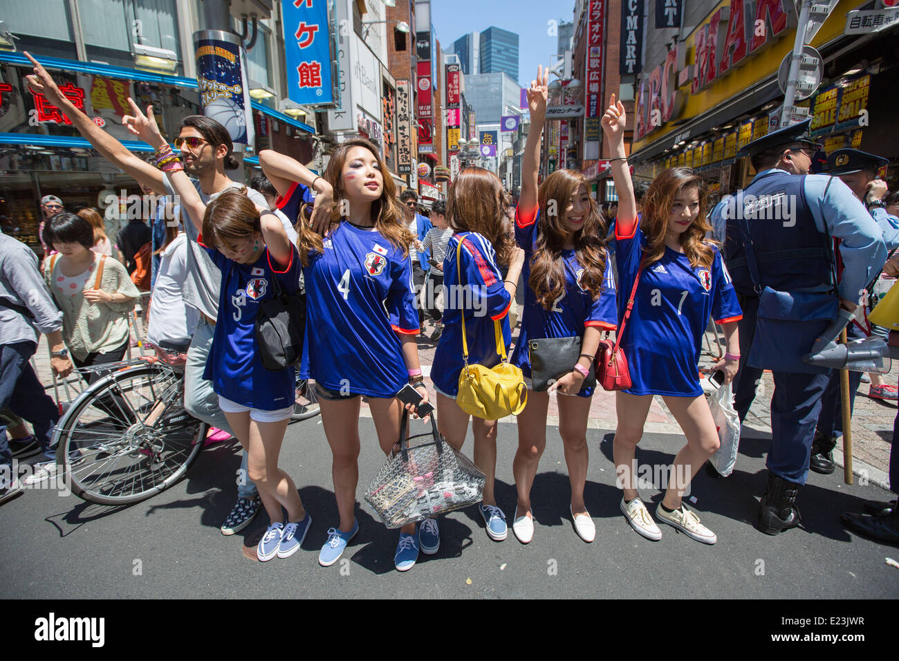 Tokyo, Japan. 15th June, 2014. Japanese football fans pose for ...