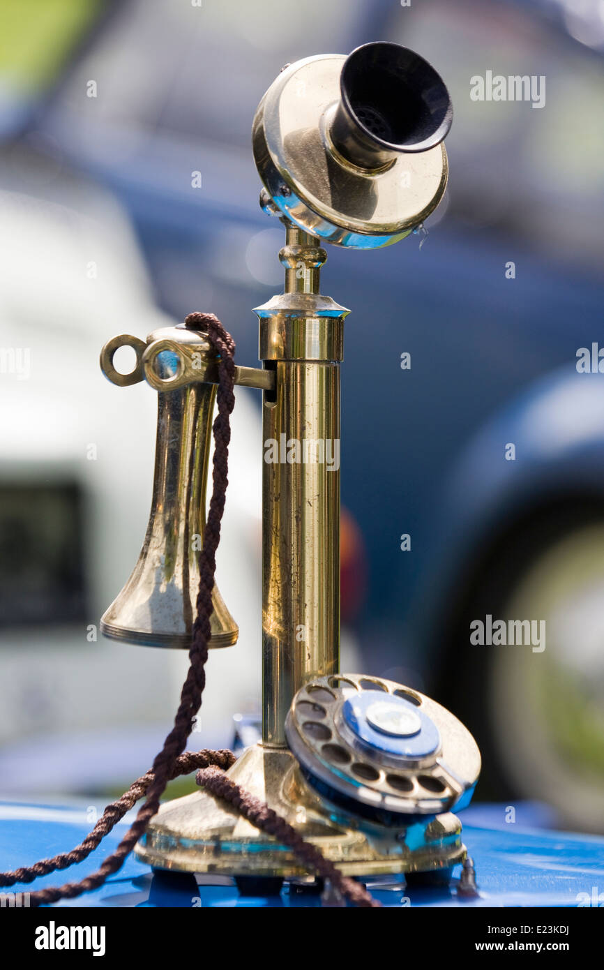 VINTAGE BRASS DIAL PHONE Stock Photo - Alamy