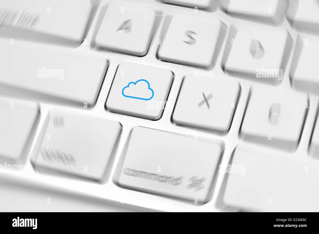 Cloud icon on white keyboard button Stock Photo - Alamy