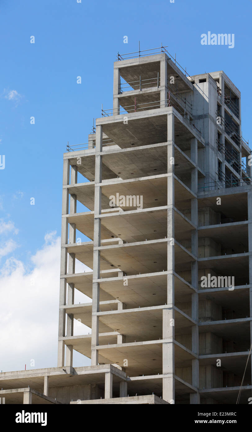 View from Stoke Quay, Ipswich of skeleton of unfinished concrete ...