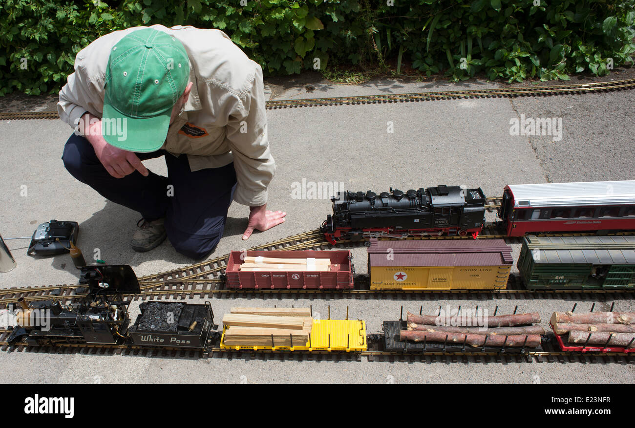 Model railway engineer servicing his locomotives Stock Photo - Alamy