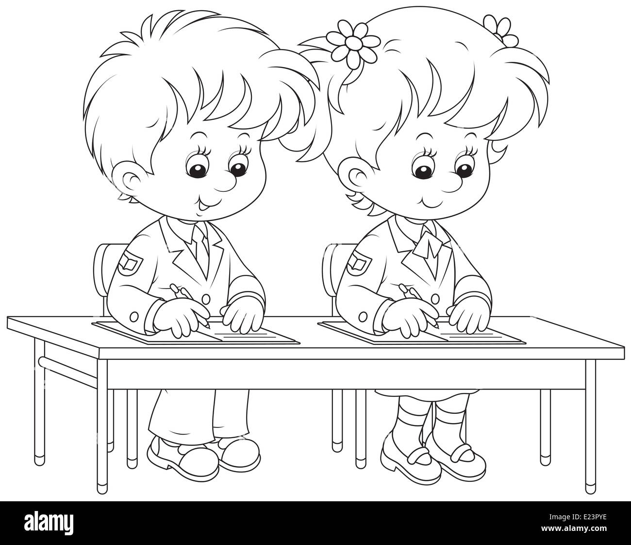 Kids Writing Clipart Black And White