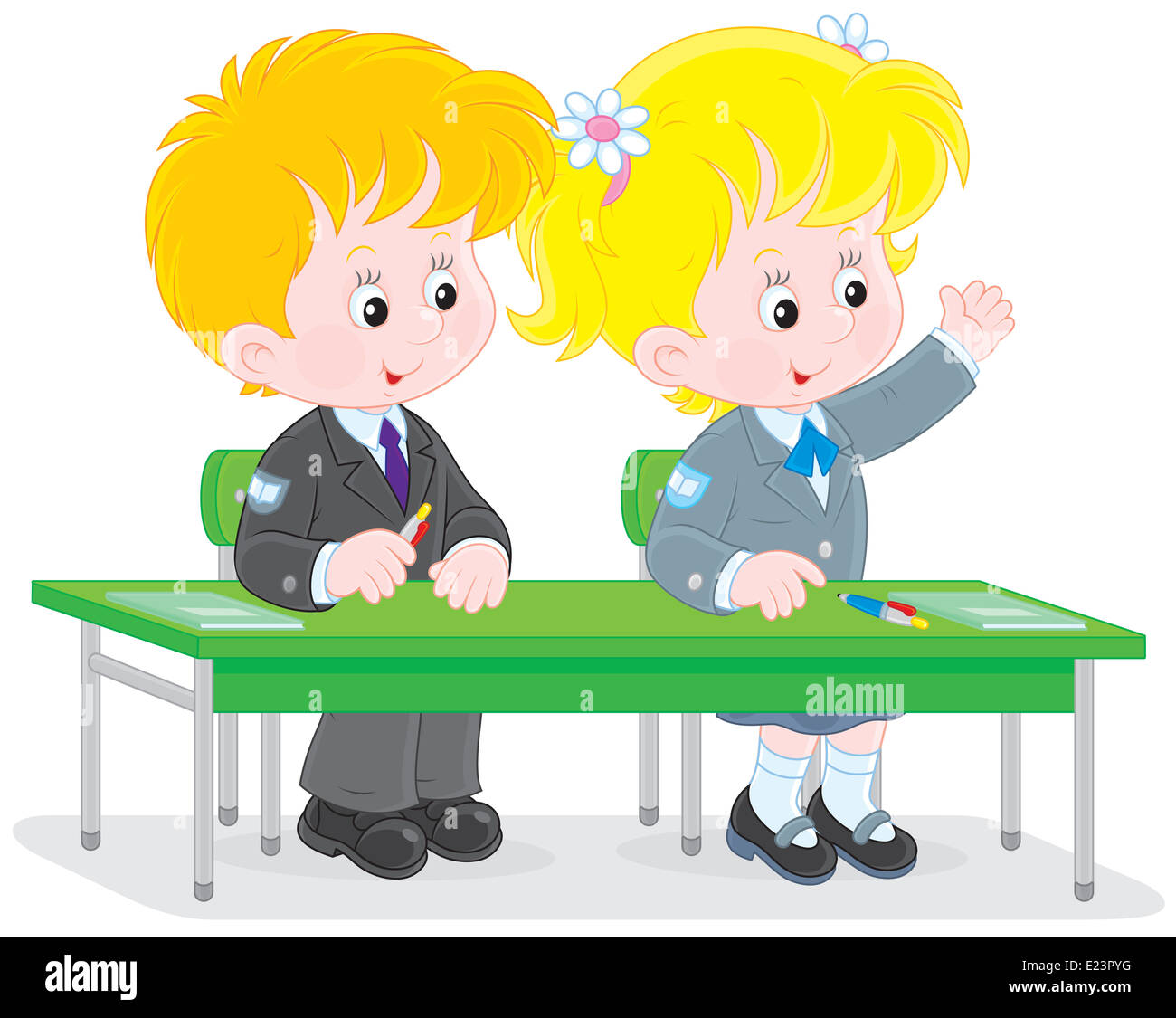 Schoolchildren answering a question Stock Photo - Alamy