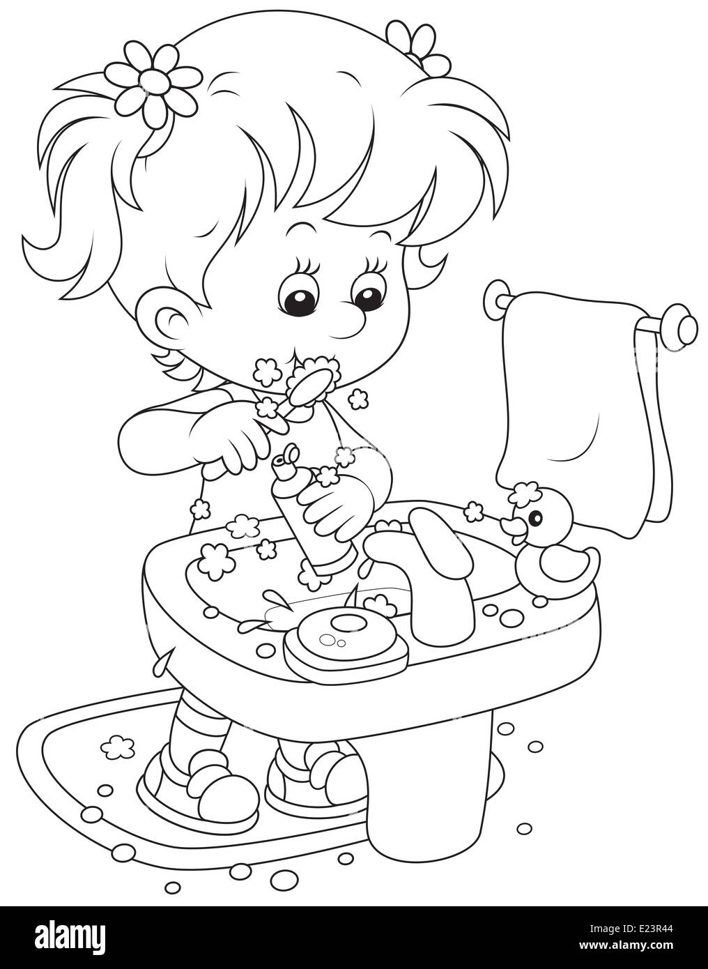 Black and white child cleaning teeth hi-res stock photography and ...