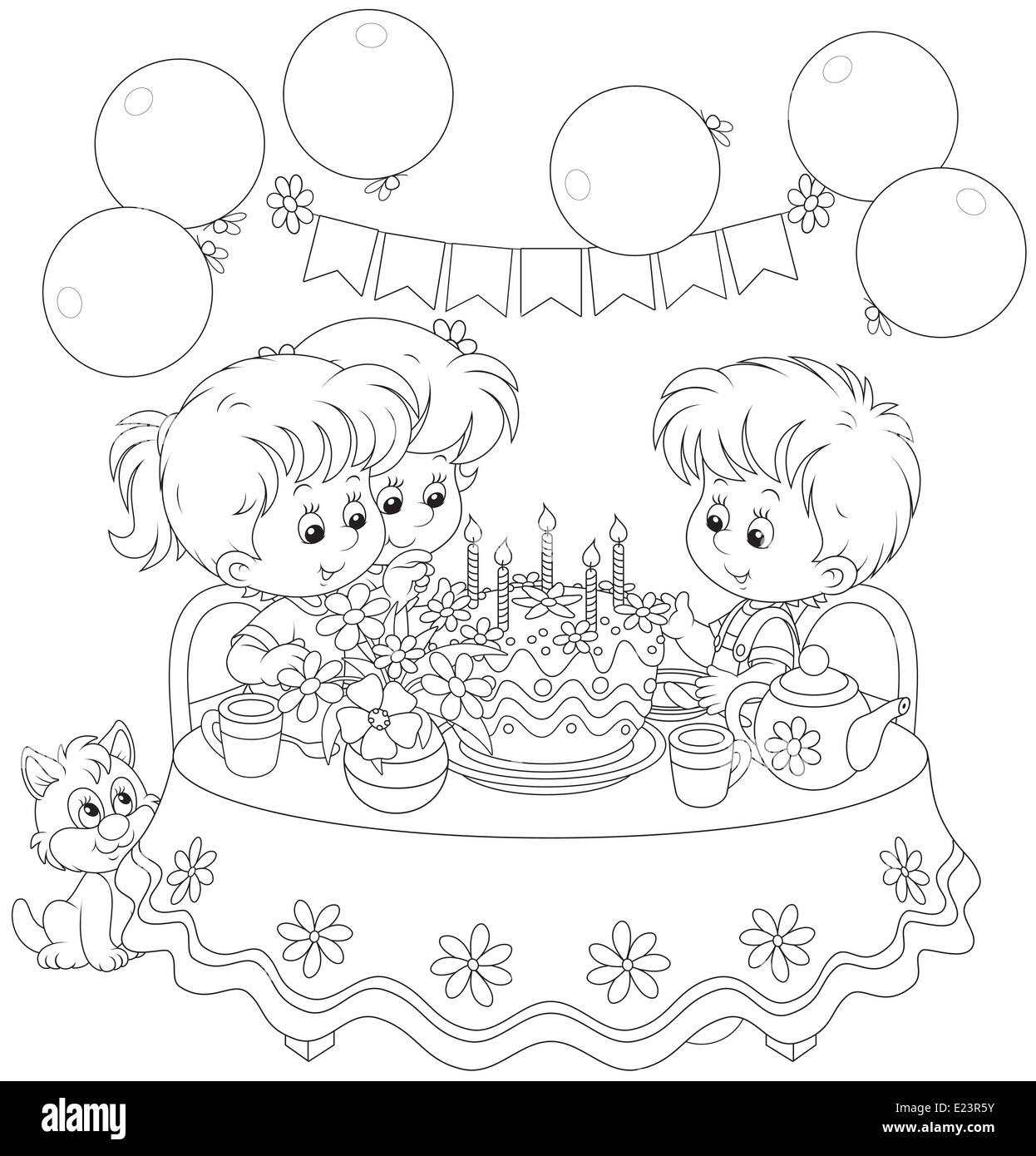 Birthday celebration kids Black and White Stock Photos & Images - Alamy