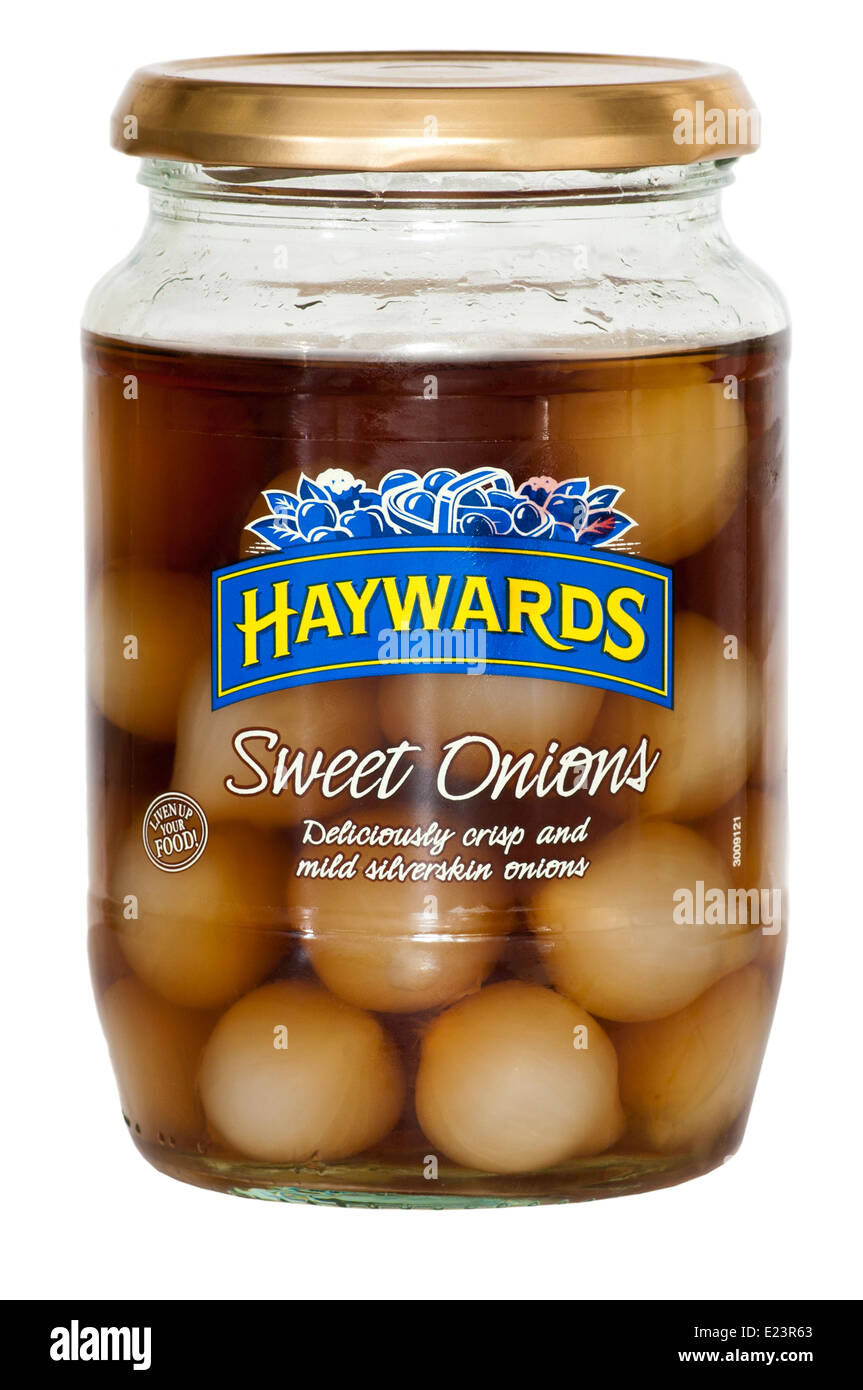 Glass Jar Of Haywards Pickled Onions Stock Photo - Alamy