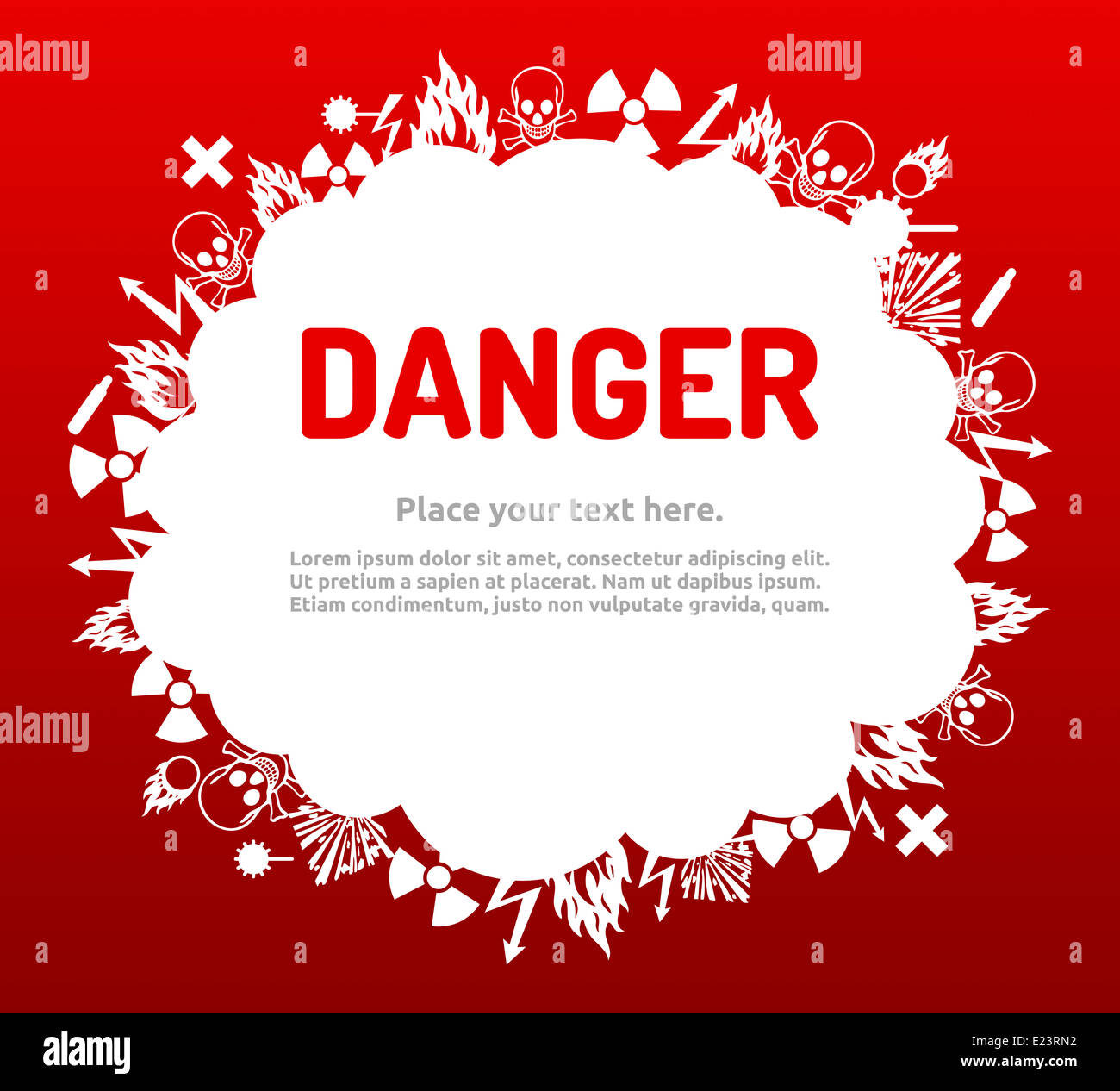 Danger sign set in cloud banner for your text. Hazard symbol template ...