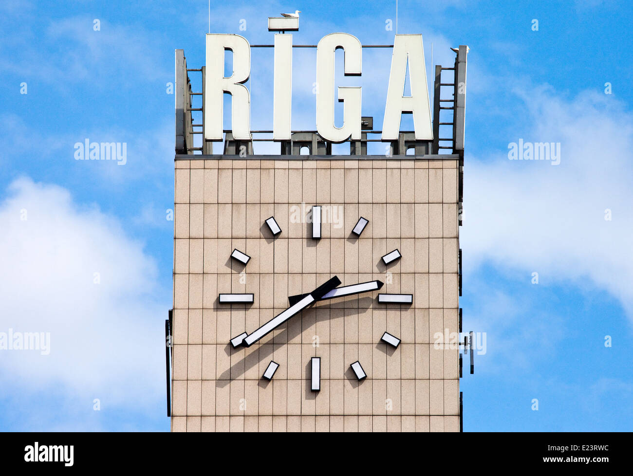 The central Clock in Riga, Latvia Stock Photo - Alamy