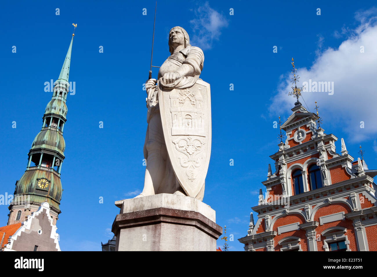 The historic statue of Saint Roland Statue, House of the Blackheadsand ...