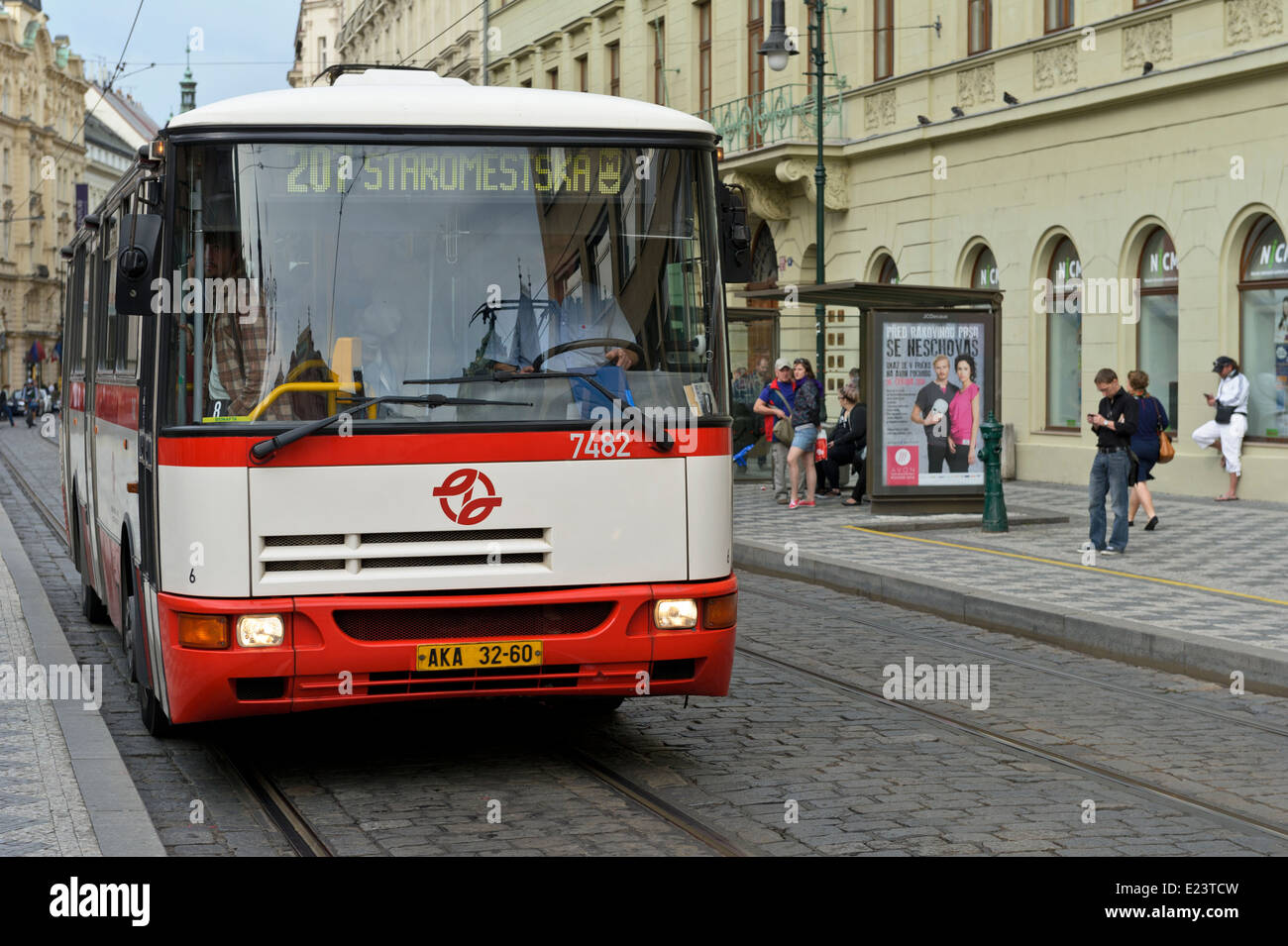 A traditional bus on the road in Prague, Czech Republic Stock Photo - Alamy