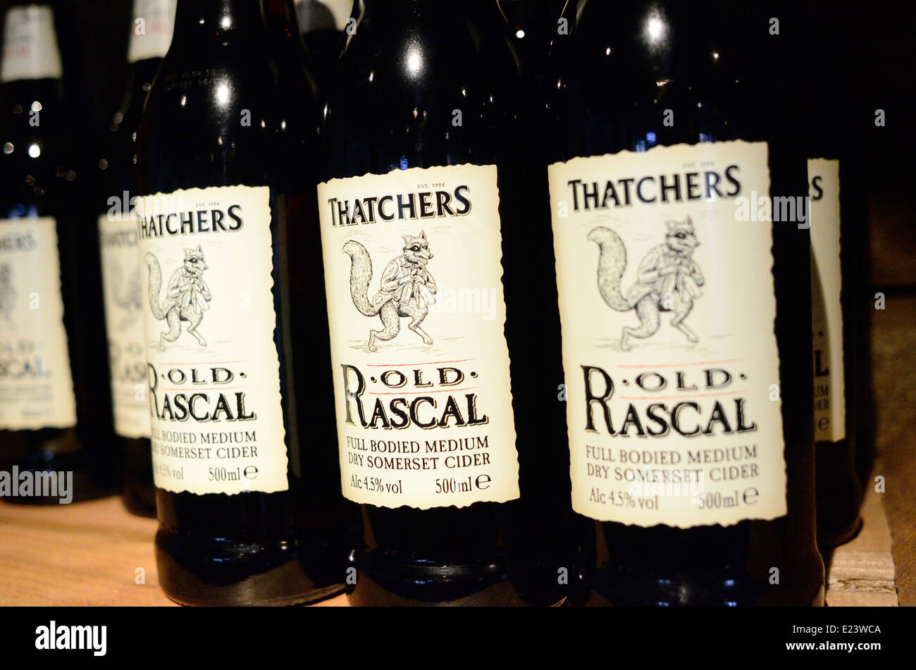 Thatchers cider Old Rascal bottles Stock Photo - Alamy