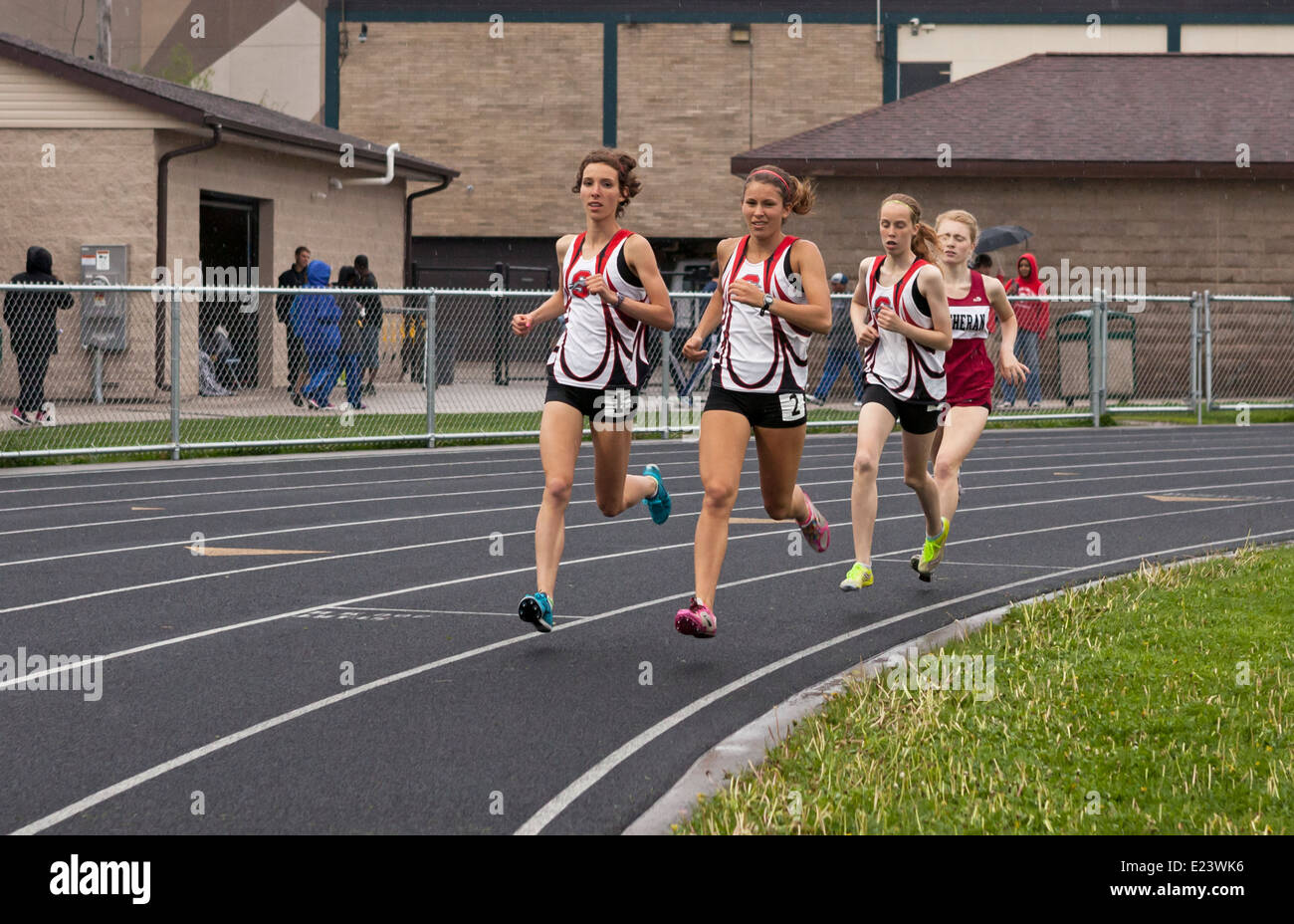 High school athletes compete in a track and filed meet in Milwaukee ...
